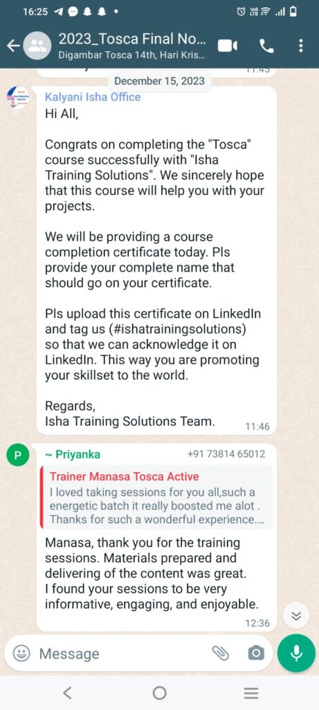 Tosca - Automation Training | Isha