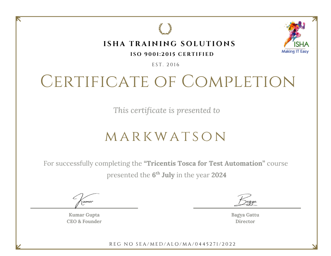 Tricentis Tosca for Test Automation: Beginner to Advanced | Isha